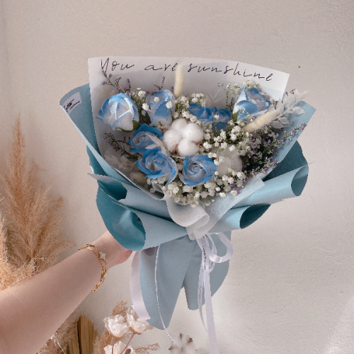 Soap Flower Bouquet - Blue Theme - Lartiste - KL Florist